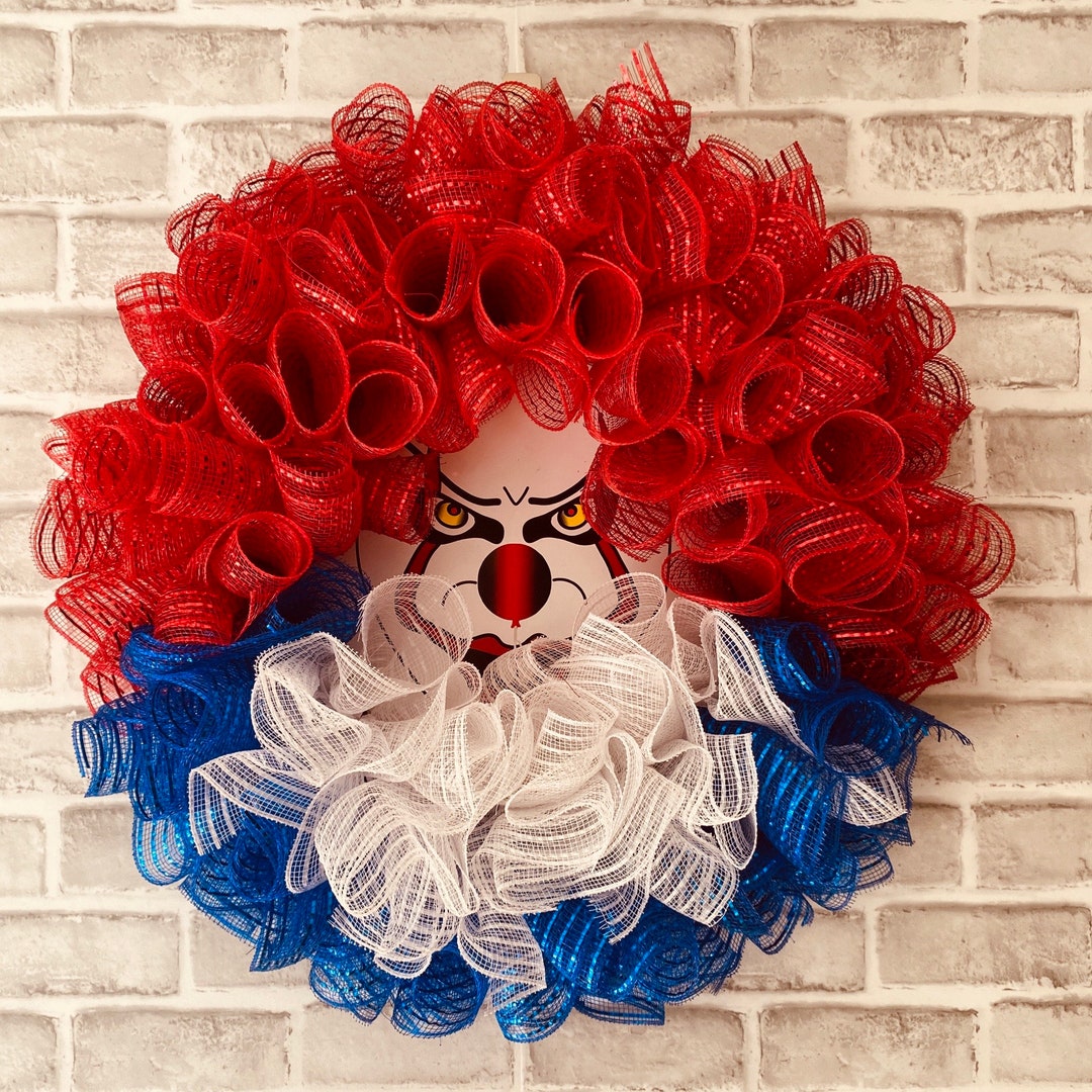 Halloween Clown Wreath, Scary Clown Wreath, Halloween Wreath - Etsy