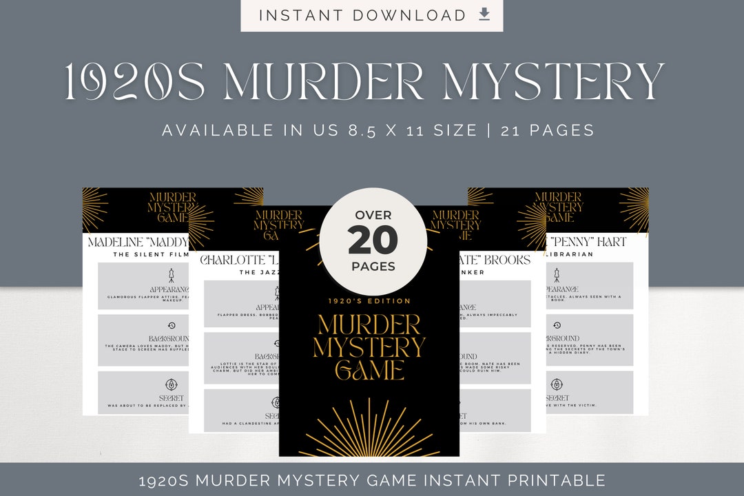 Murder Mystery, Murder Mystery Game, 1920s Murder Mystery, Party Game ...