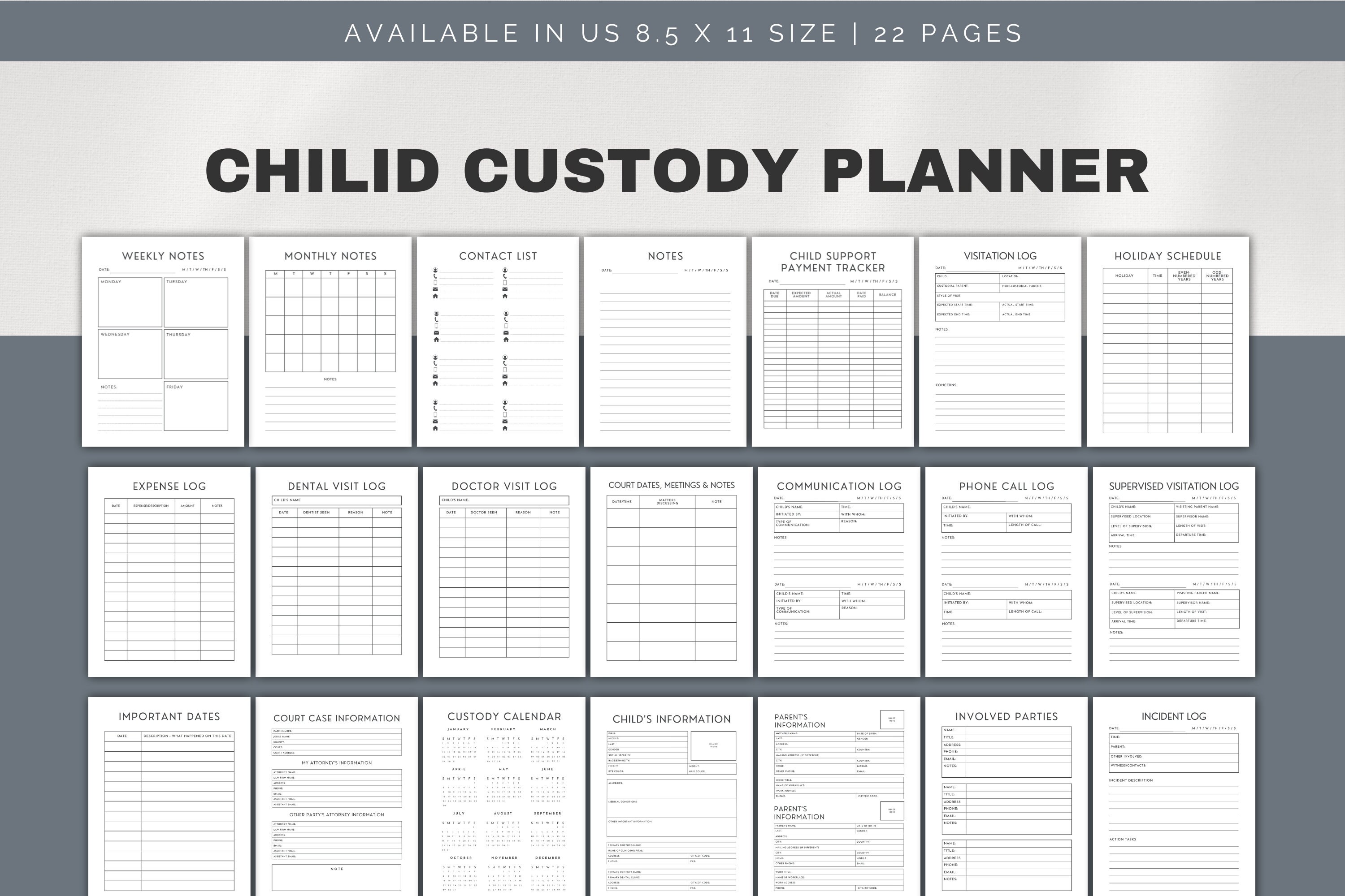 Child Custody Planner, Visitation Log, Parent Planner, Digital Download ...