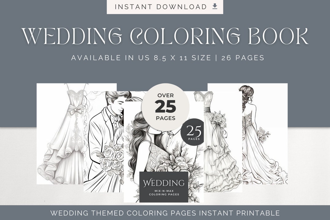 Wedding Coloring Book, Adult Coloring, Wedding, Printable Coloring Book ...
