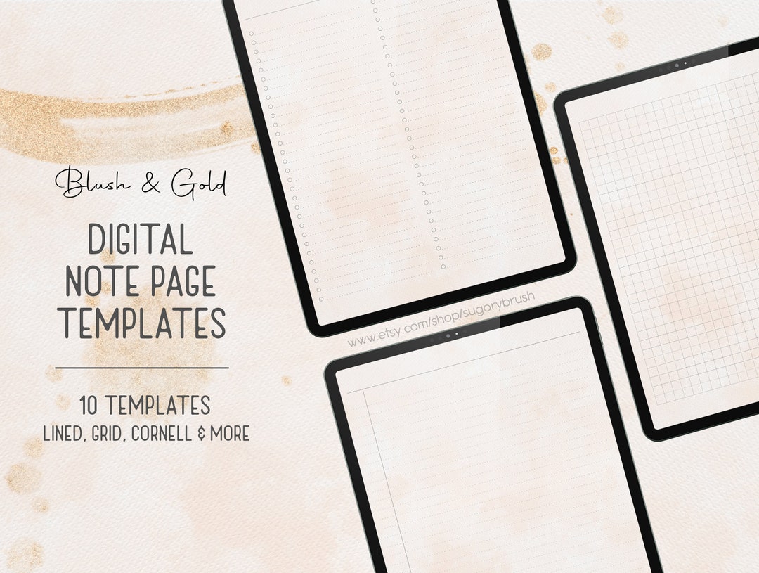 Digital Note Page Templates, 10 Lined, Grid, Cornell Notes for Portrait ...