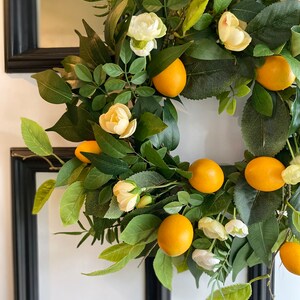 Small Summer Lemon Wreath With White and Yellow Flowers, Lemon Kitchen ...