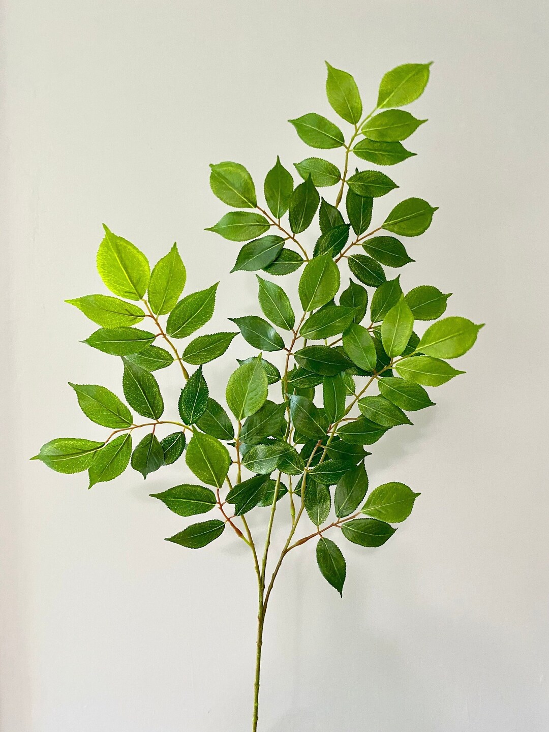 Faux Green Leaf Stem, Artificial Green Leaf Spray, Artificial Greenery ...