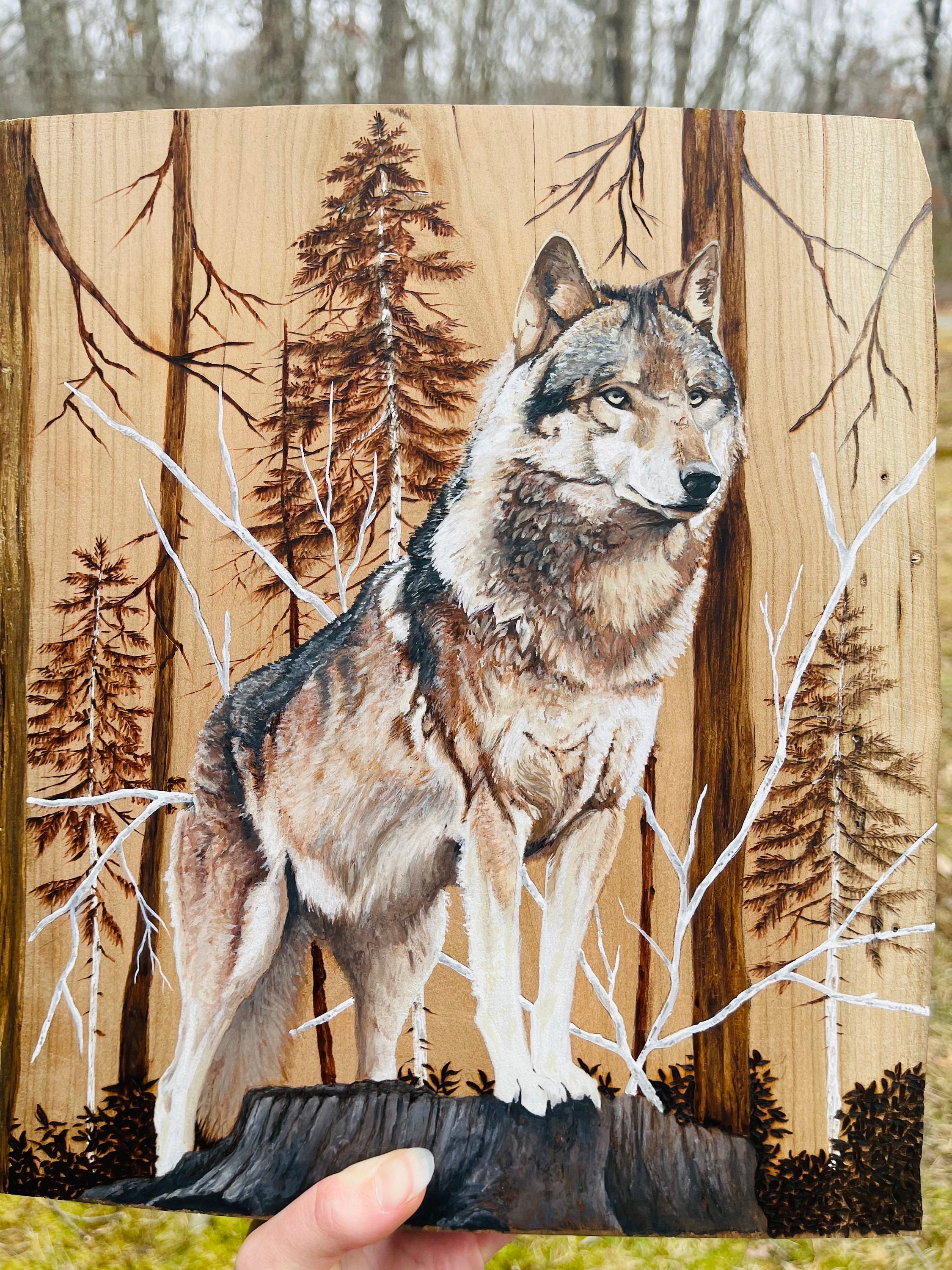 Woodburned Wolf- Woodburned Art, Pyrography, Wolf Lovers, Wolf Gifts ...