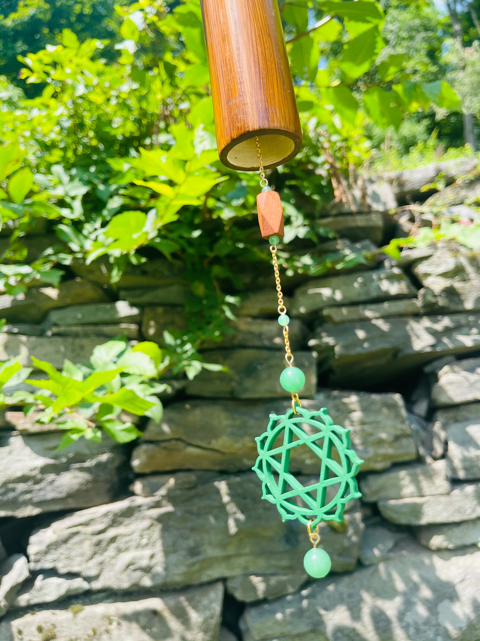 Green Aventurine Heart Chakra Wind Chime – Bamboo Meditation Decor - Etsy