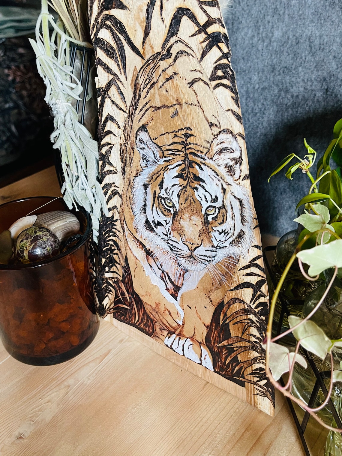 Woodburned Tiger Pyrography Tiger Art Tiger Lover Tiger - Etsy