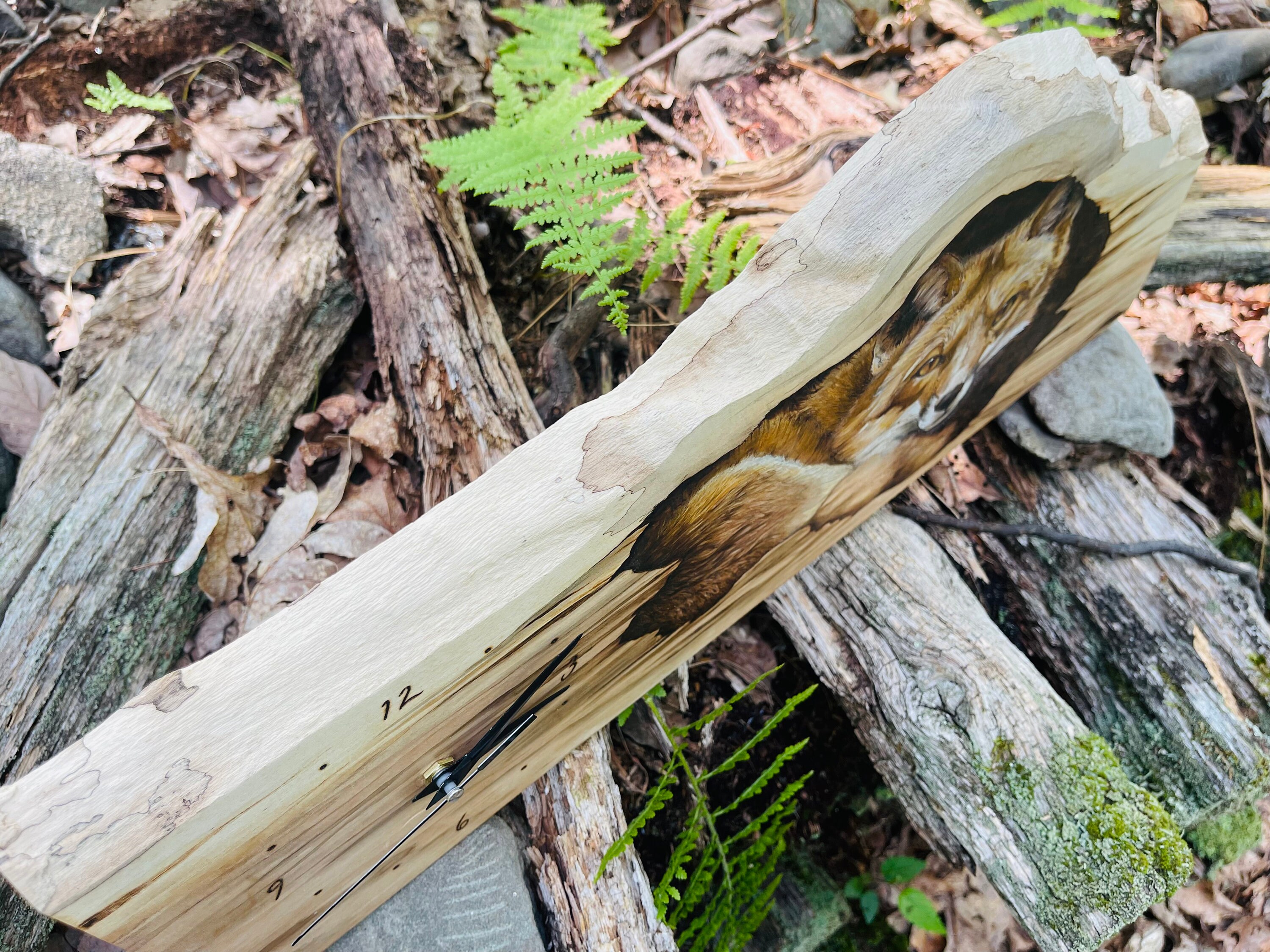 Clock Wood Fox Live Edge Wood Clock, Fox Table Clock, Wood Plank Clock ...
