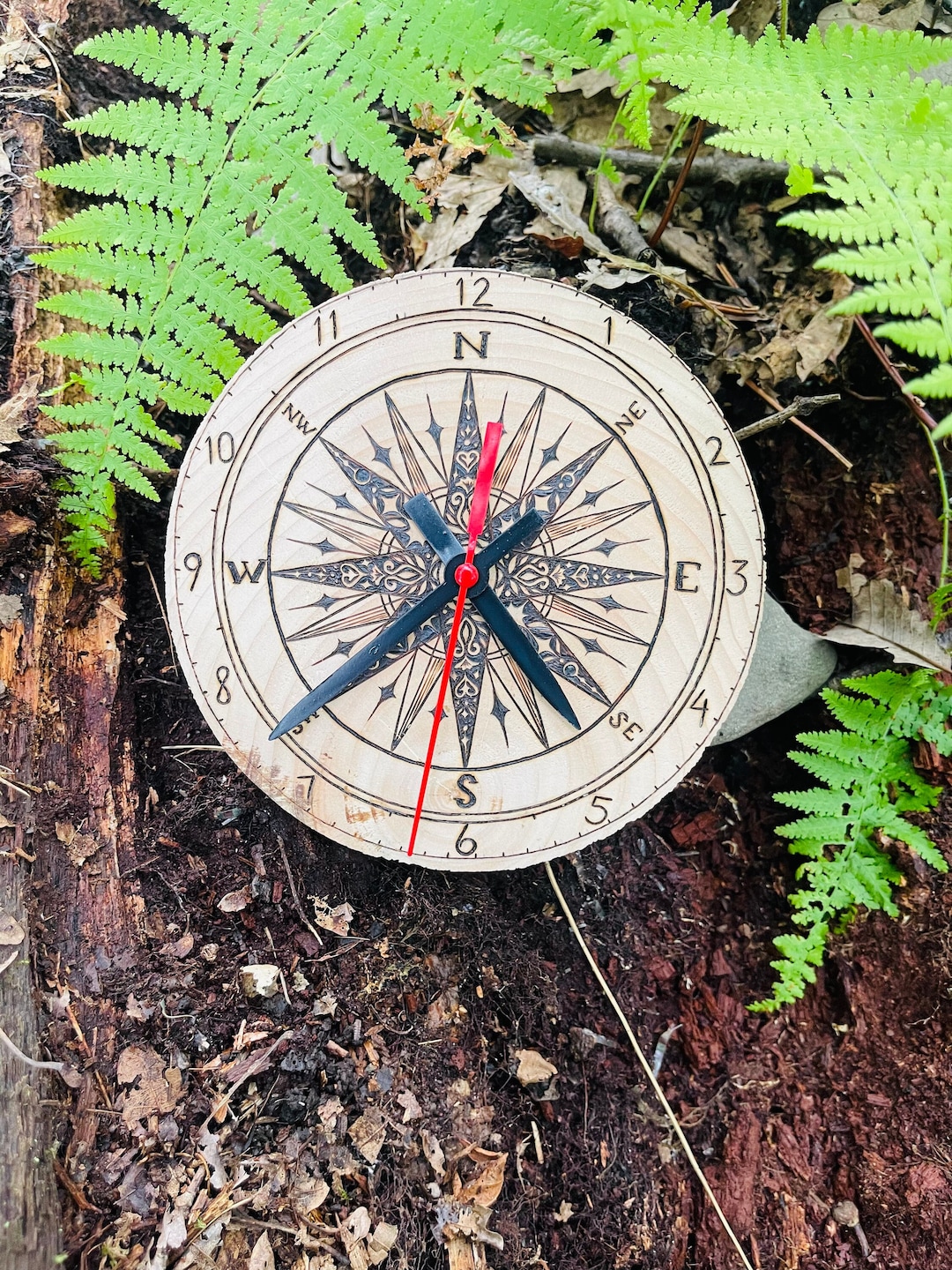 Compass Wood Clock- Adventure Gifts, Travel Gift, Travel Decor, Hiking ...
