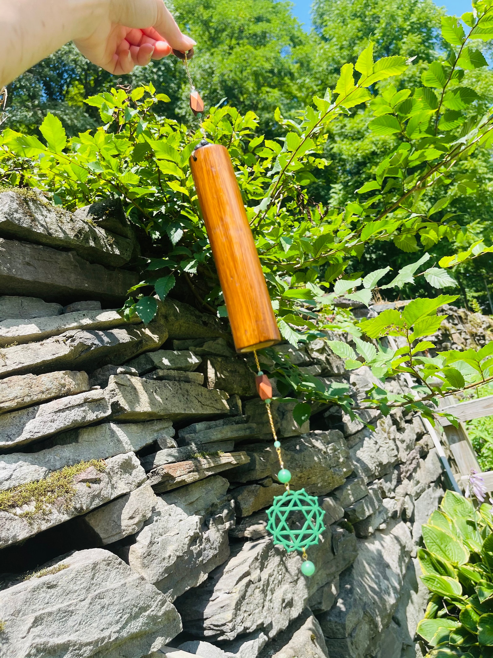 Green Aventurine Heart Chakra Wind Chime – Bamboo Meditation Decor - Etsy