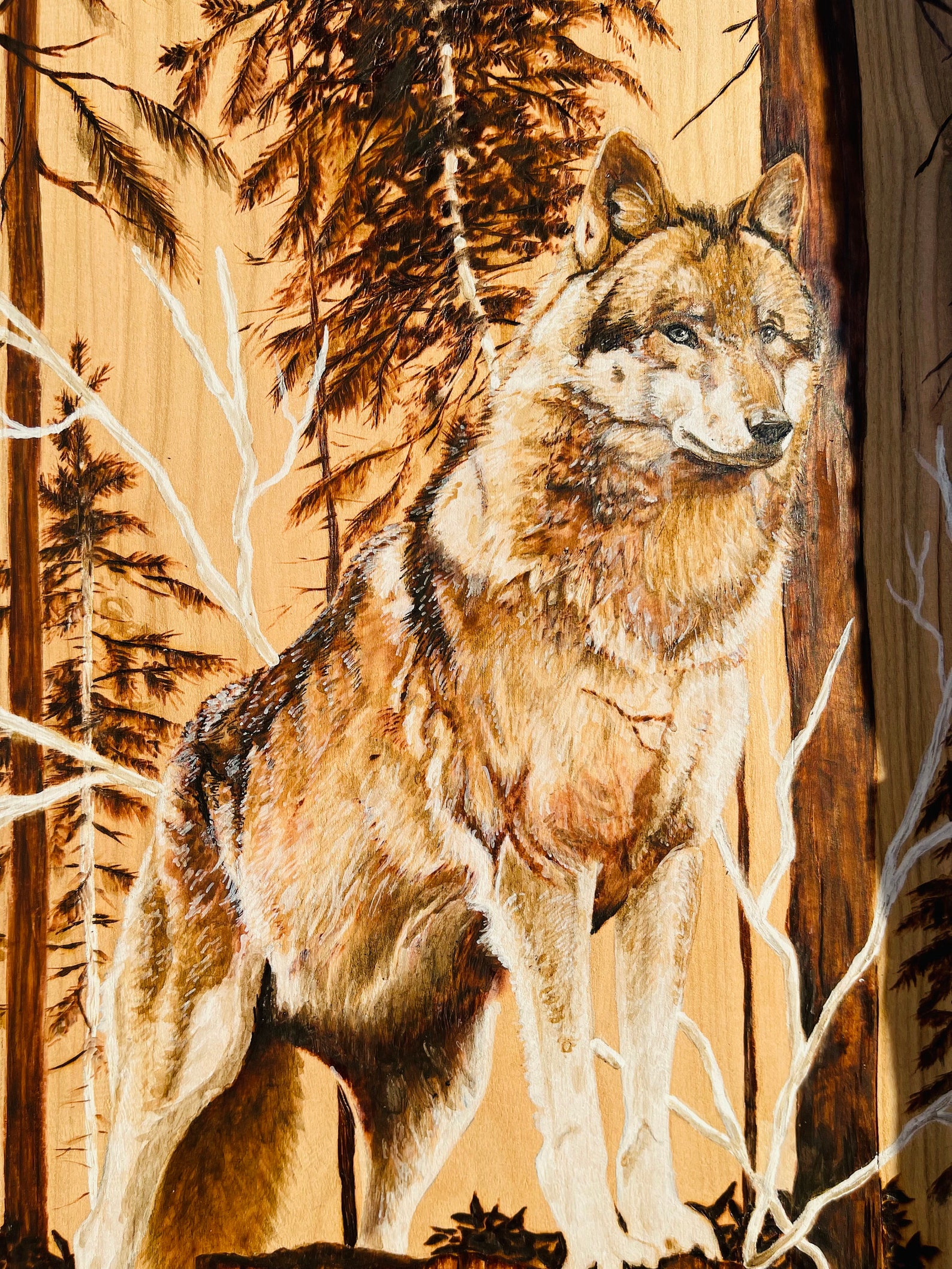 Woodburned Wolf Woodburned Art, Pyrography, Wolf Lovers, Wolf Gifts ...