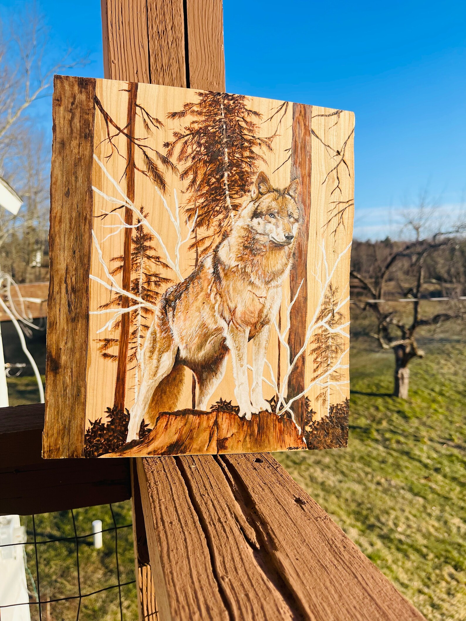 Woodburned Wolf Woodburned Art, Pyrography, Wolf Lovers, Wolf Gifts ...