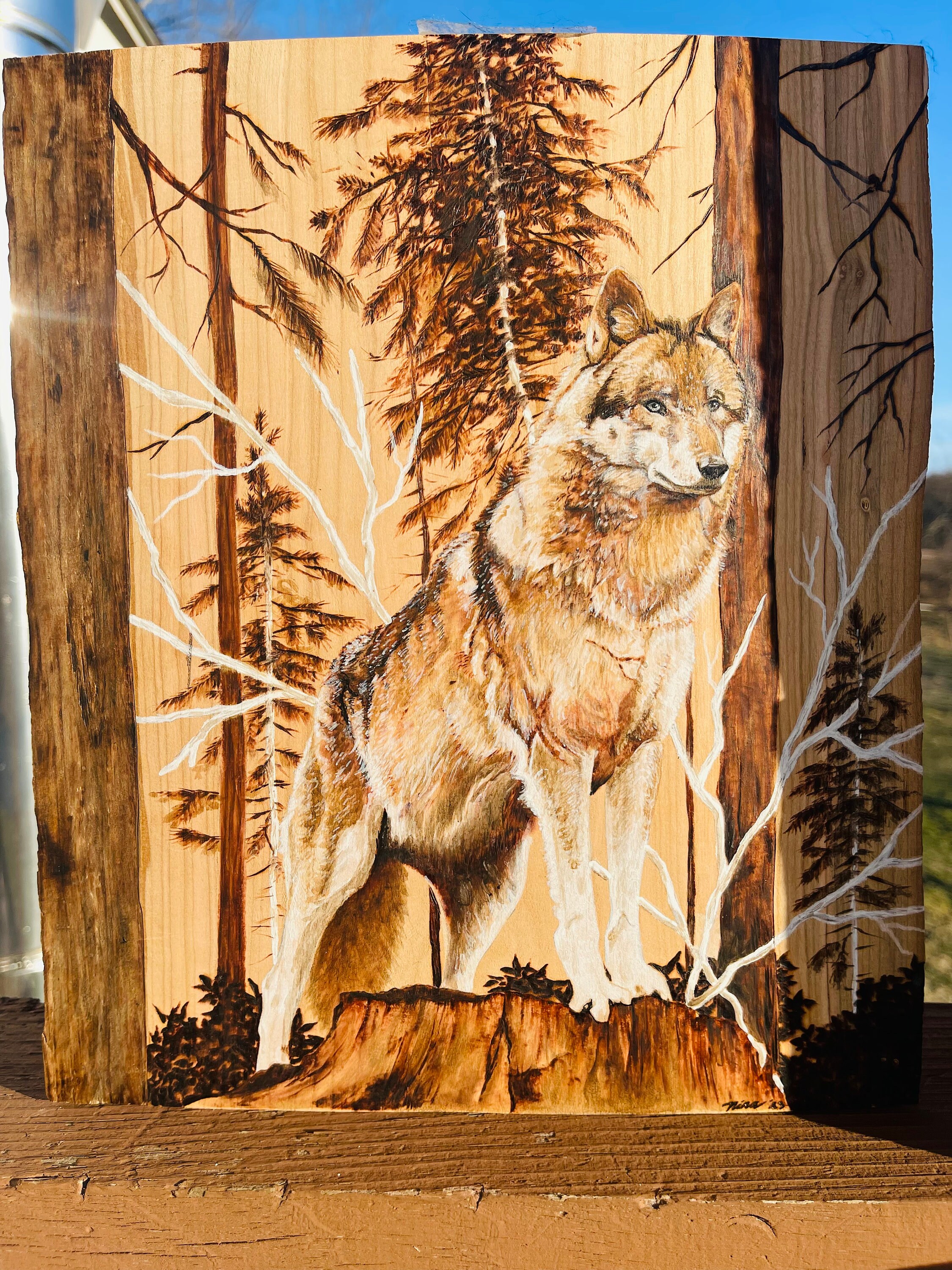Woodburned Wolf Woodburned Art, Pyrography, Wolf Lovers, Wolf Gifts ...