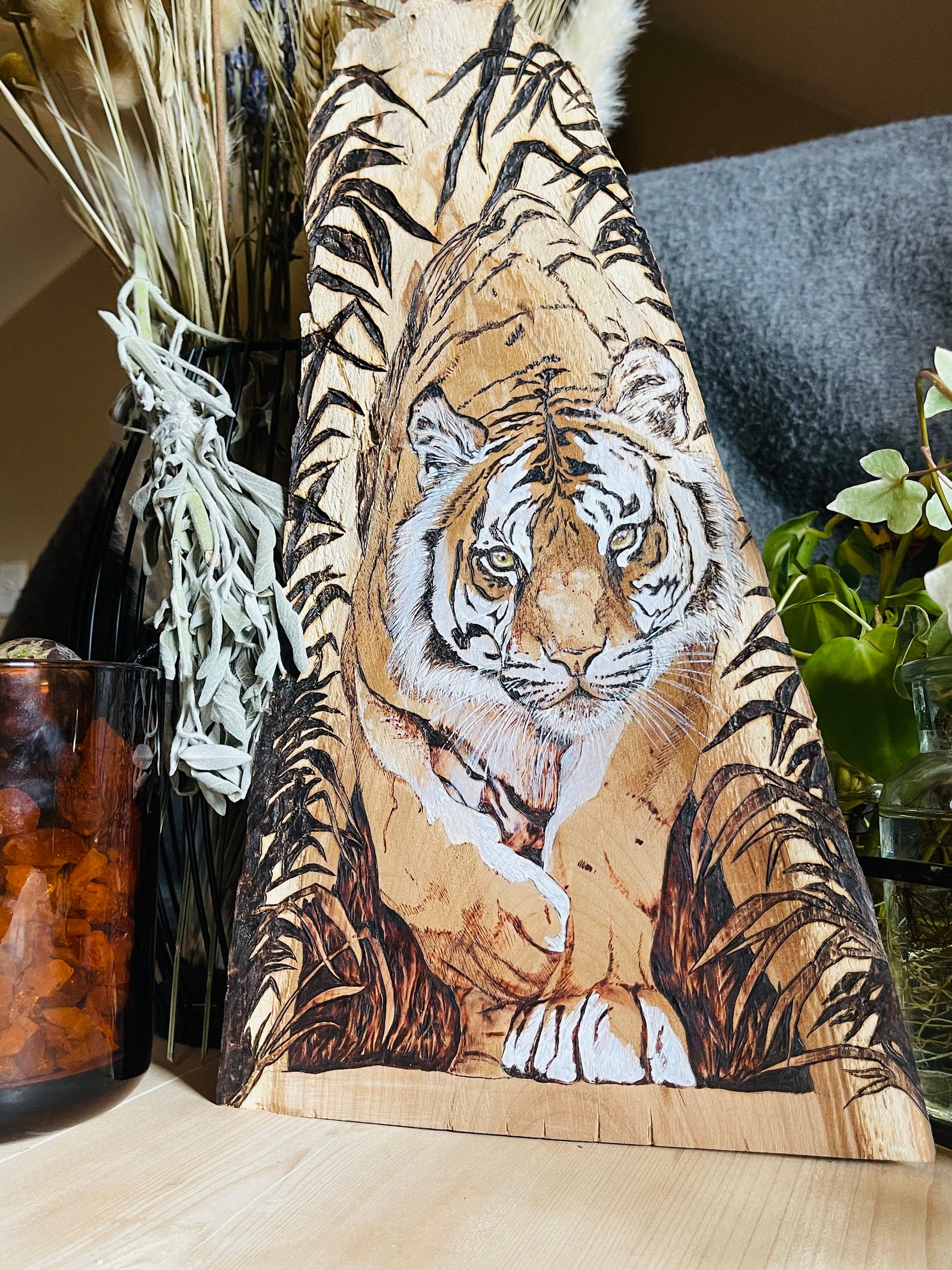 Woodburned Tiger Pyrography Tiger Art Tiger Lover Tiger - Etsy