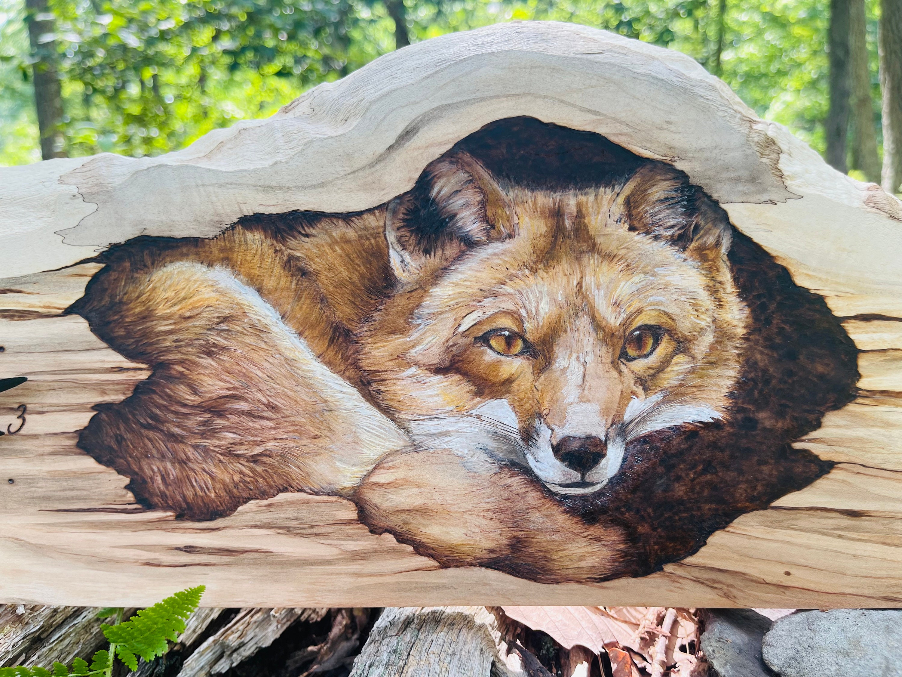 Clock Wood Fox Live Edge Wood Clock, Fox Table Clock, Wood Plank Clock ...