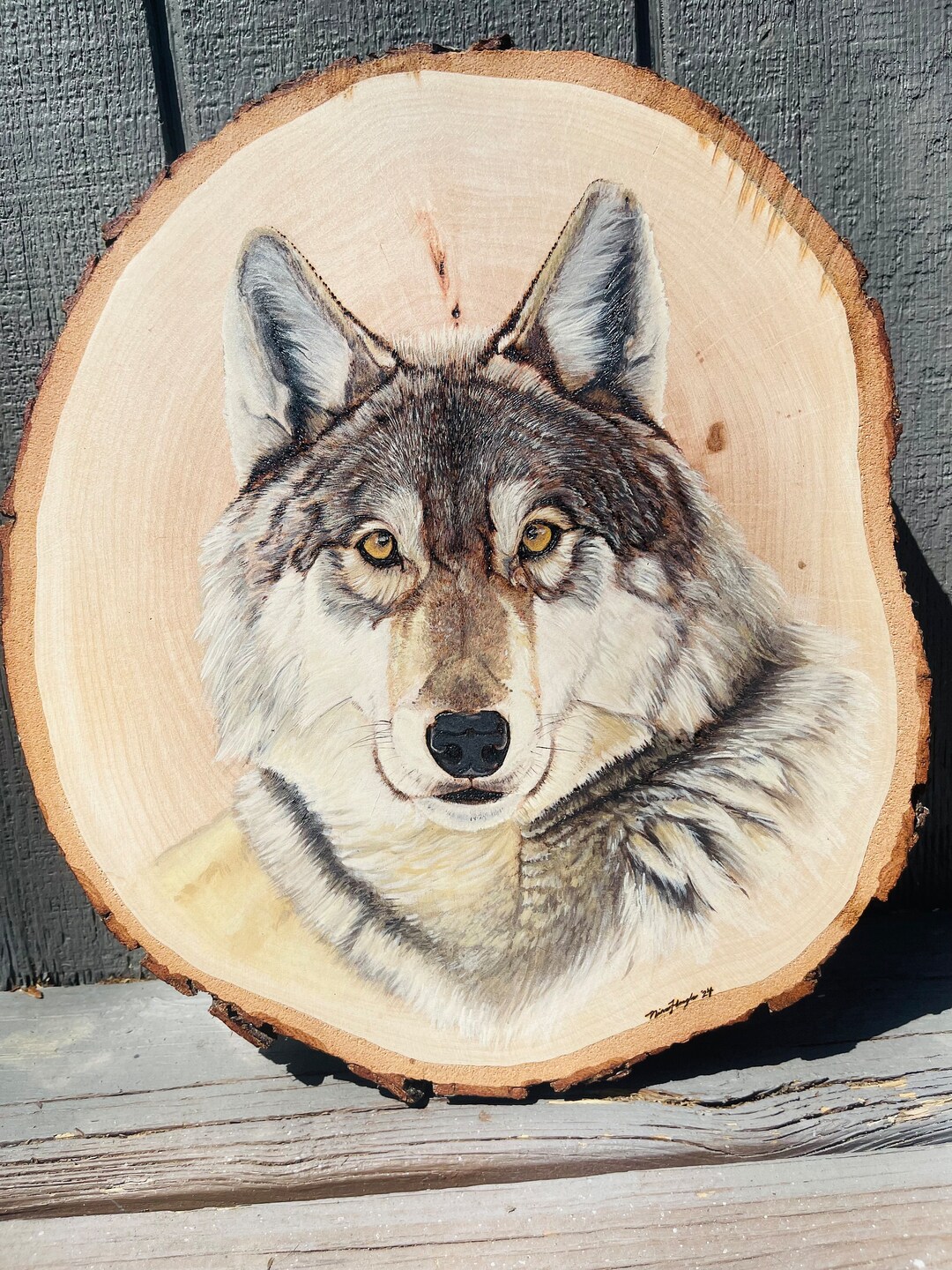 Wolf Wall Art- Wolf Pyrography, Wolf Painting, Wolf Wall Hanging, Wolf ...