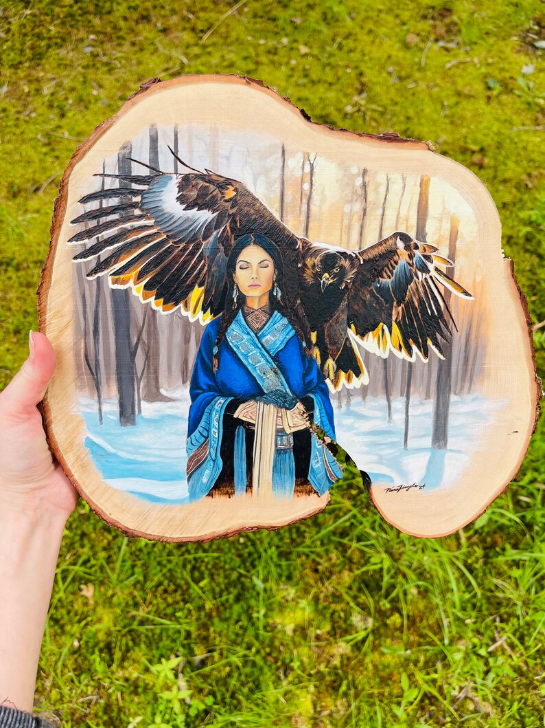 Indian Eagle Painting Indian Girl, Golden Eagle, Sunrise Art, Winter Scene, Native American Art ...