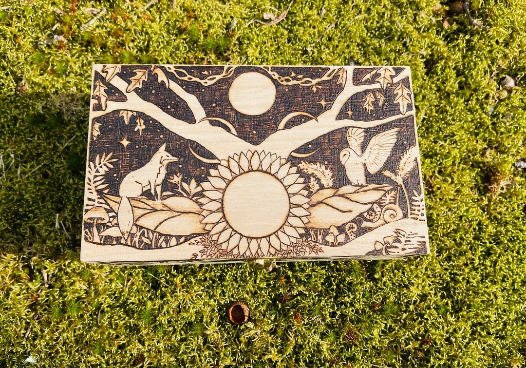 Woodland Wish Box Spirit Animals, Intention Box, Woodburned Nature ...