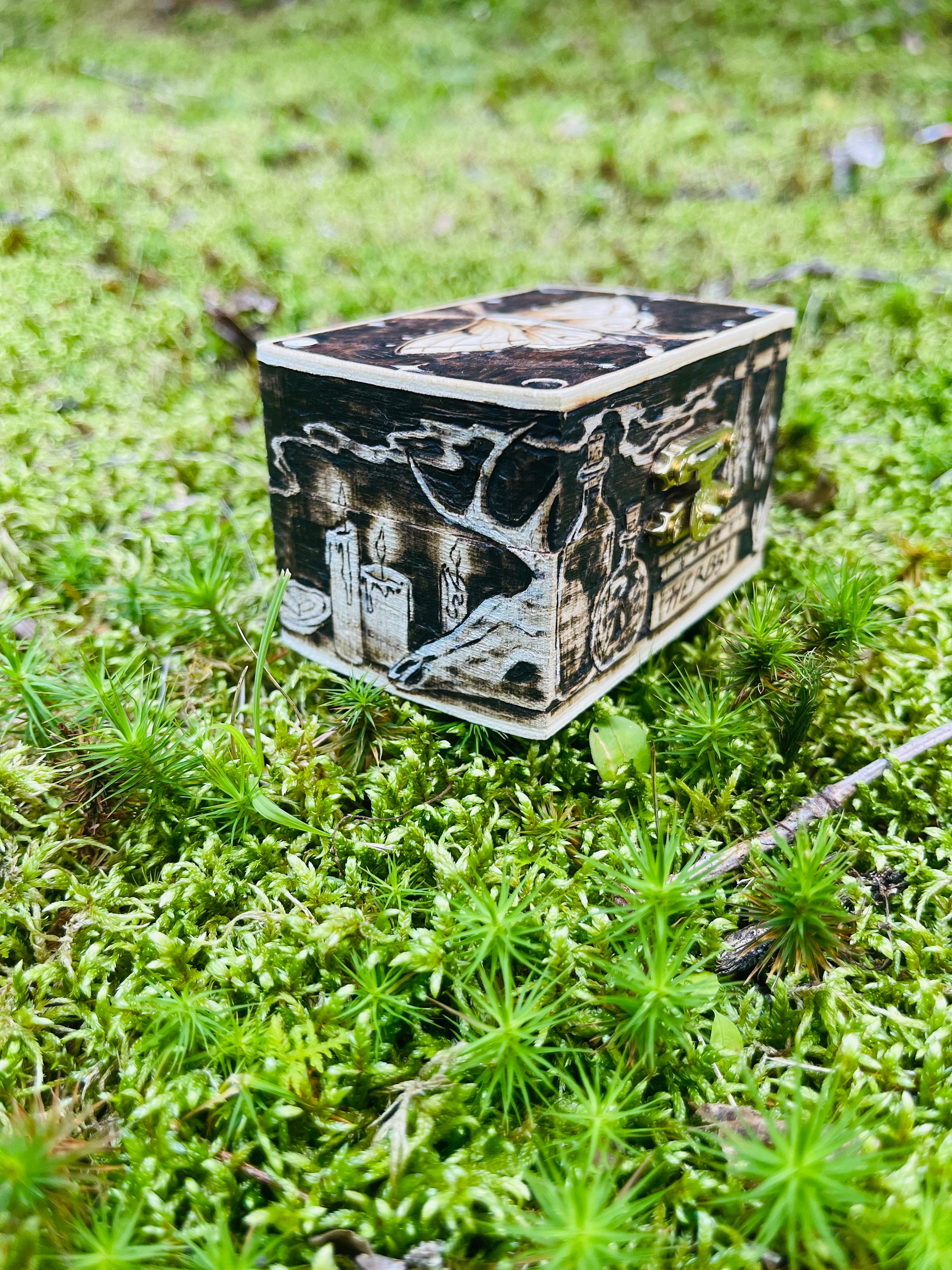 Witch Moon Moth Box- Luna Moth, Witchy Gifts, Mini Wooden Box, Keepsake ...