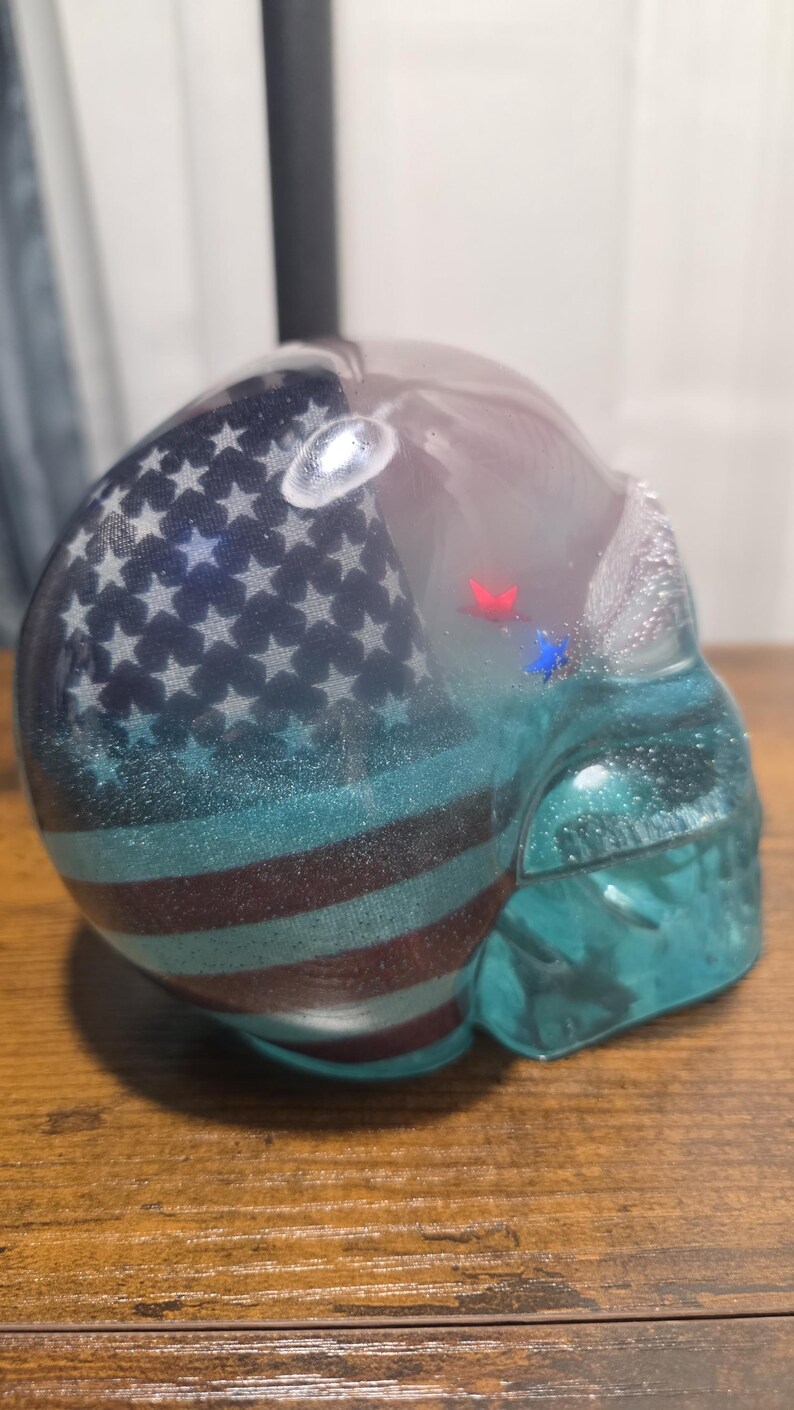 Large Epoxy Resin American Flag Skull - Etsy