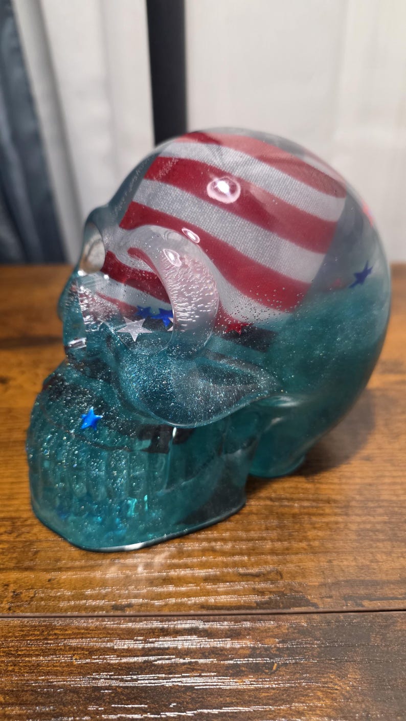 Large Epoxy Resin American Flag Skull - Etsy