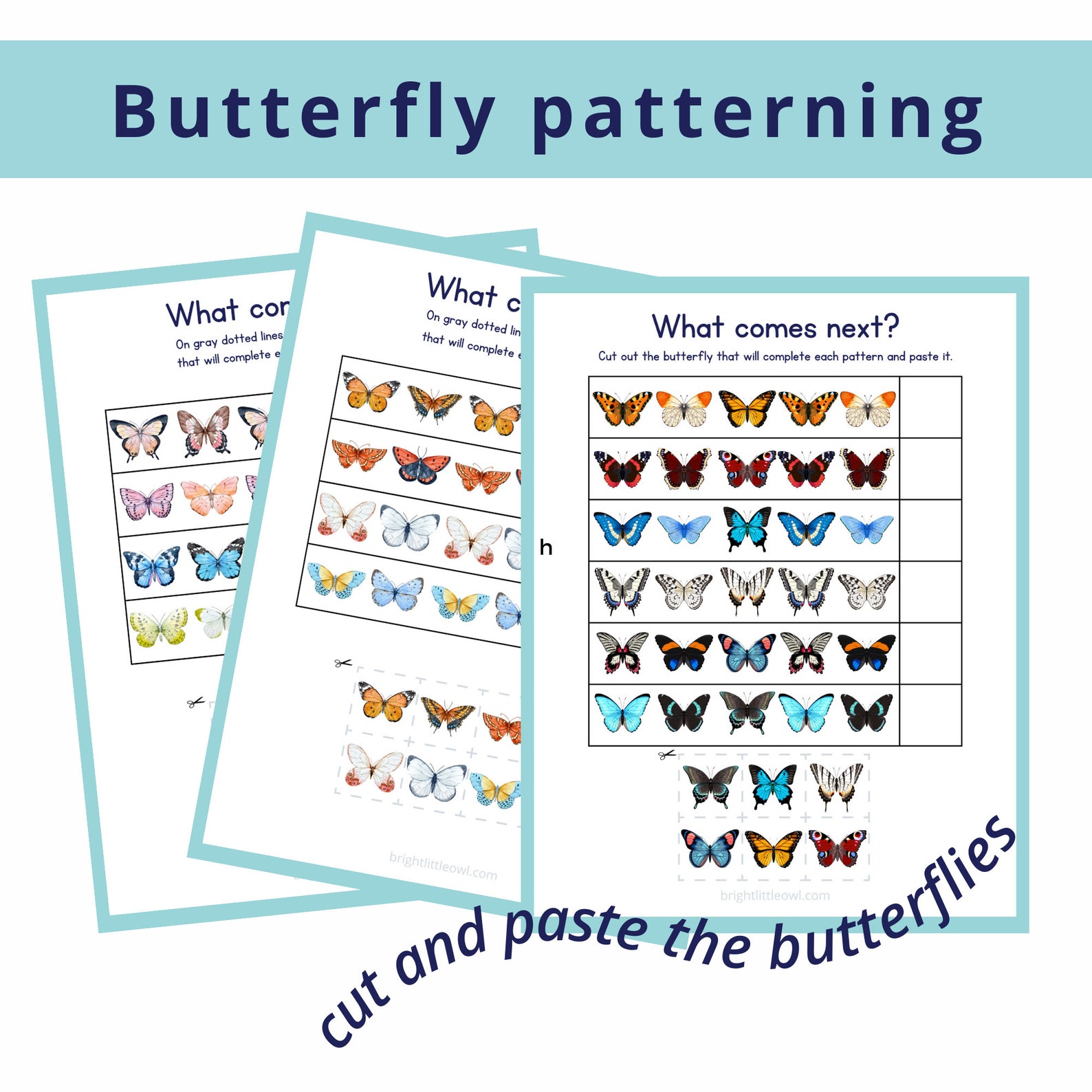 Butterfly Activity Worksheets Insects Spring Summer Montessori Cut and ...