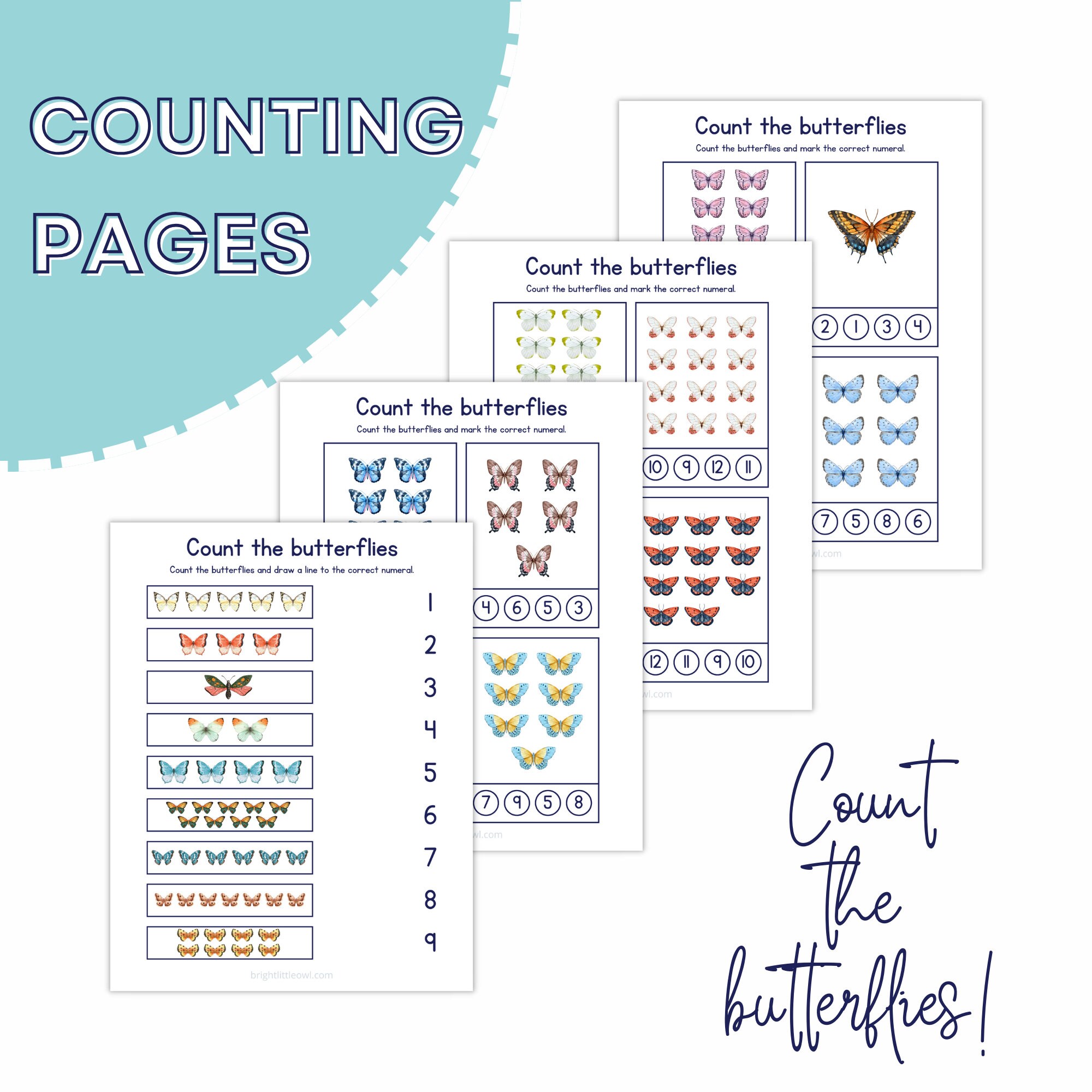 Butterfly Activity Worksheets Insects Spring Summer Montessori Cut and ...