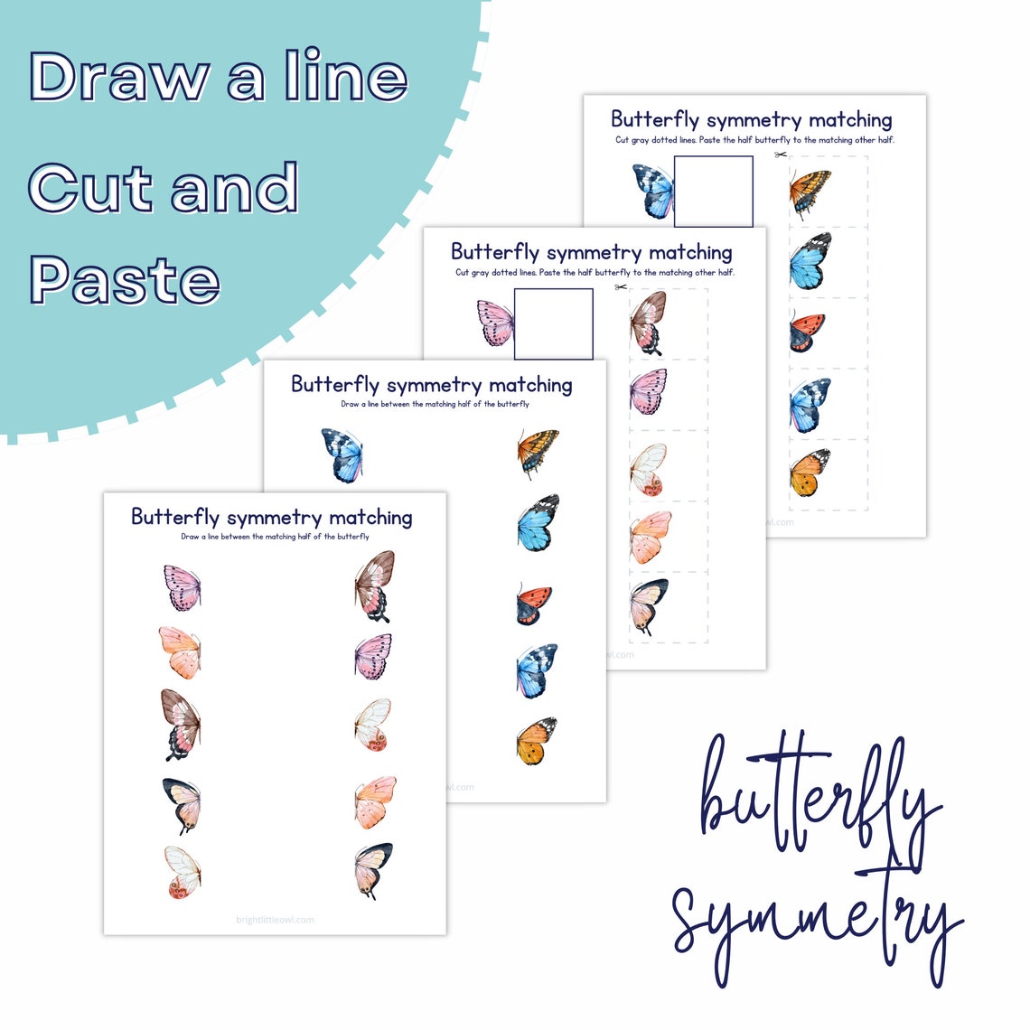 Butterfly Activity Worksheets Insects Spring Summer Montessori Cut and ...