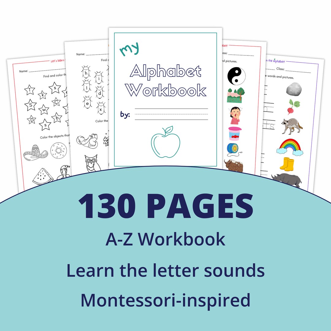 A-Z Alphabet Workbook Busy Book Phonics Montessori - Etsy