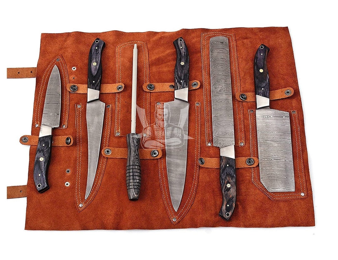 Personalized Christmas Gift Hand Forged Damascus Steel Chef Knife Set 5 ...