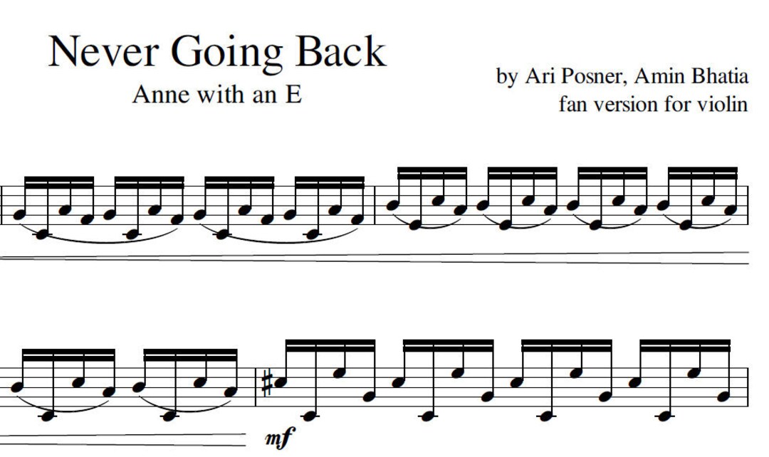 Never Going Back - Anne With an E Violin Sheet Music PDF - Etsy