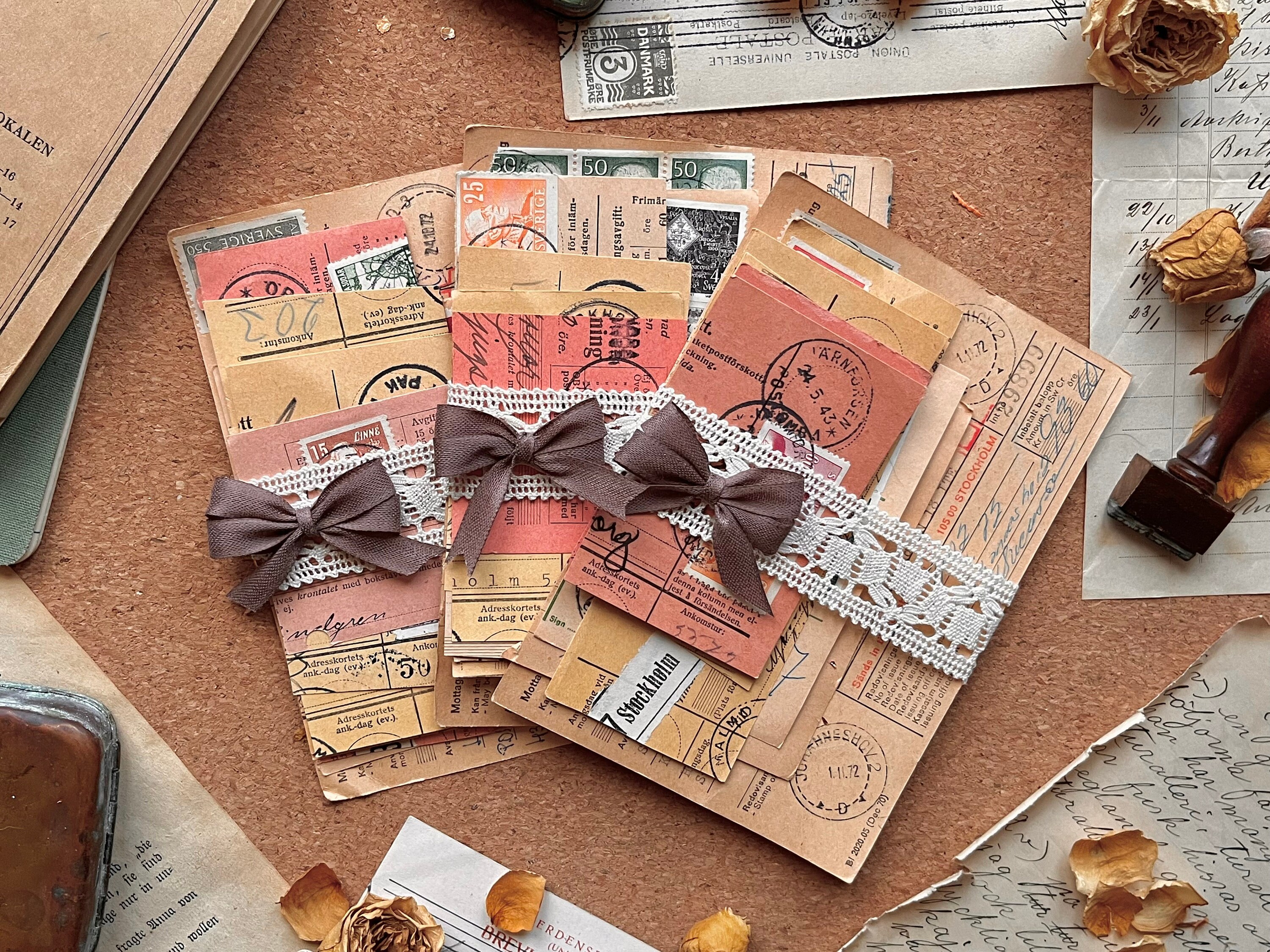 Paper Ephemera Vintage/antique post cards with stamps with gorgeous ...