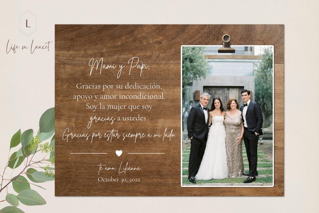 Personalized Wedding Frame in Spanish – 8x10 Wood Picture Frame – Gift ...