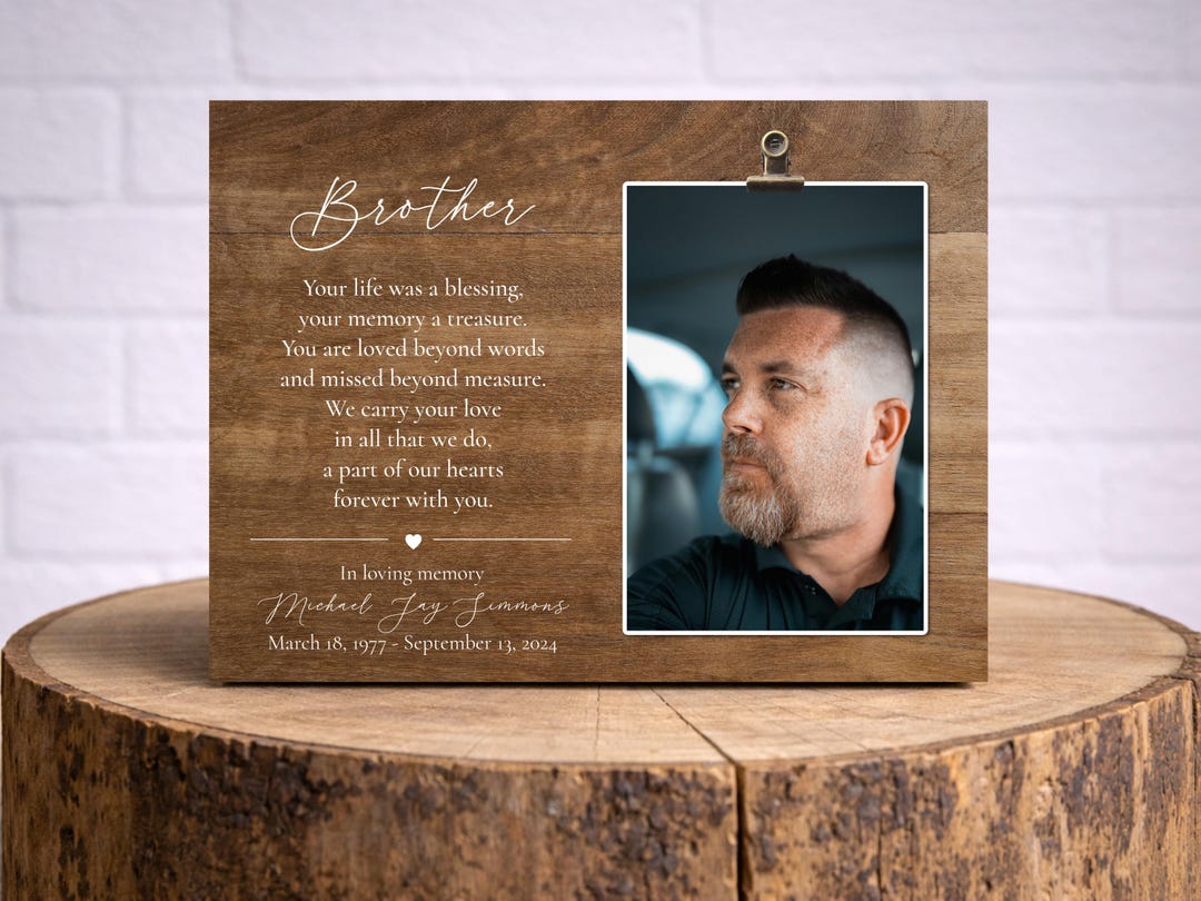 Brother Memorial Frame, Personalized Sympathy Gift, Wooden Photo Plaque ...