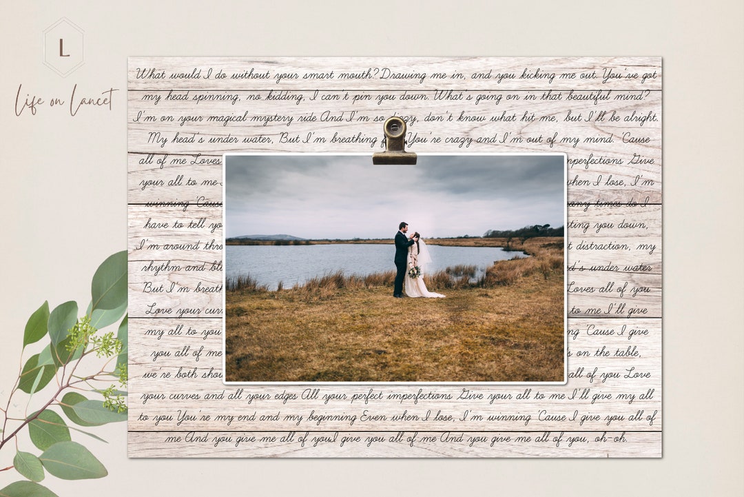 Personalized Wedding Song Frame, Choose Your Lyrics, Wedding Frame ...