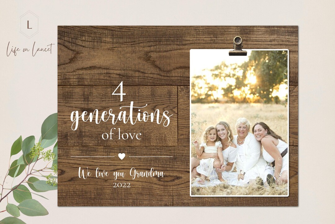 4 Generations Picture Frame- 4 Generations- 5 Generations- Gift for ...