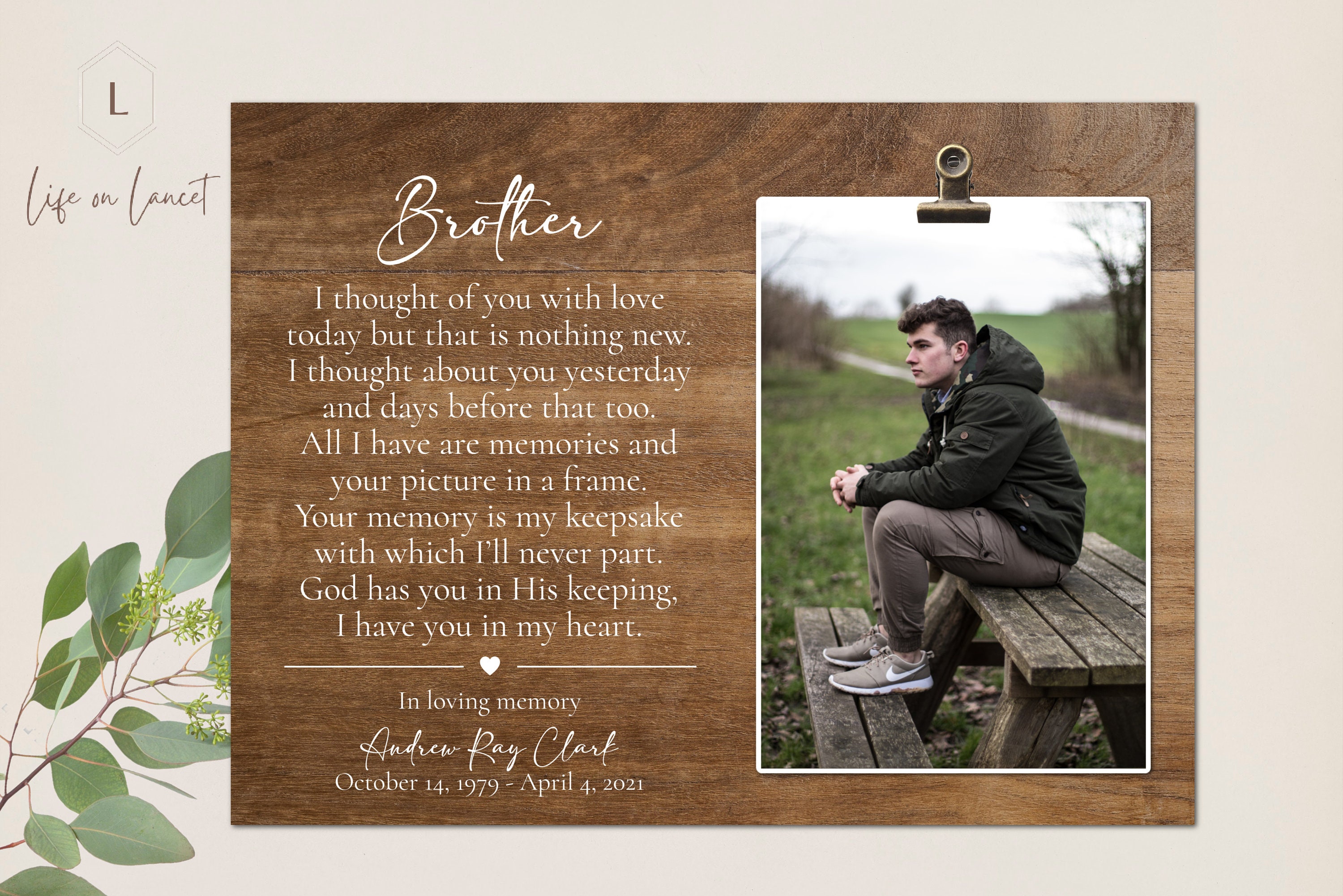Brother Memorial Loss of Brother Frame Brother Memorial - Etsy