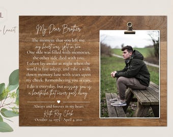 Loss of Brother Gift / Brothers Memorial Picture Frame / Sympathy Gift ...