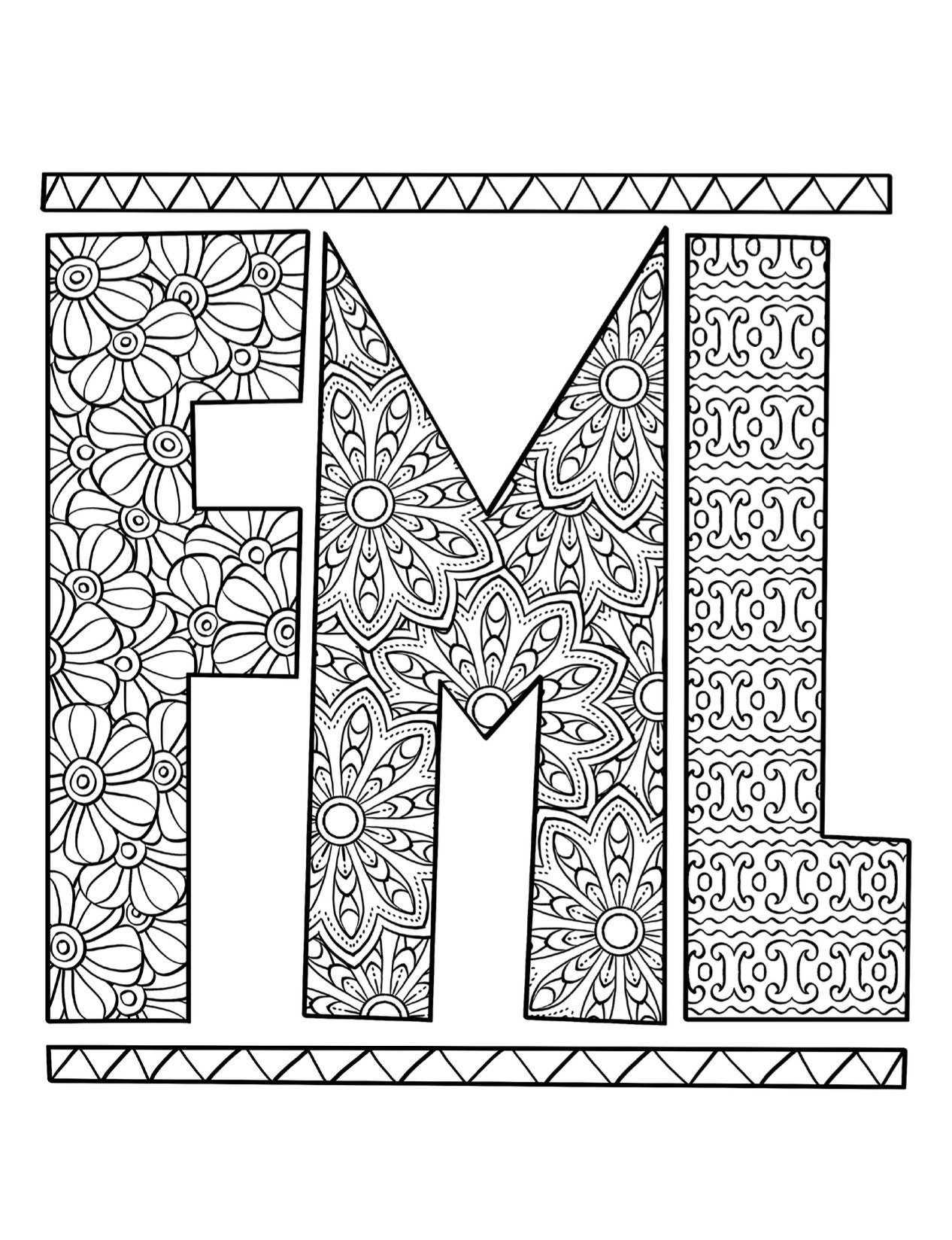 FML, F*ck My Life Printable Coloring Page, Curse Word, DIY, Sarcastic ...