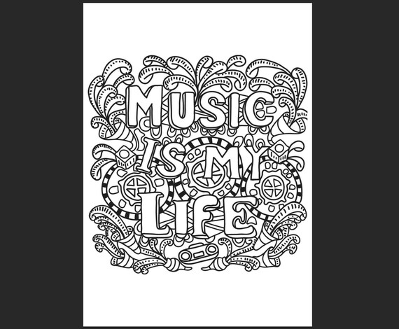 Music is My Life Printable Coloring Page Inspirational - Etsy
