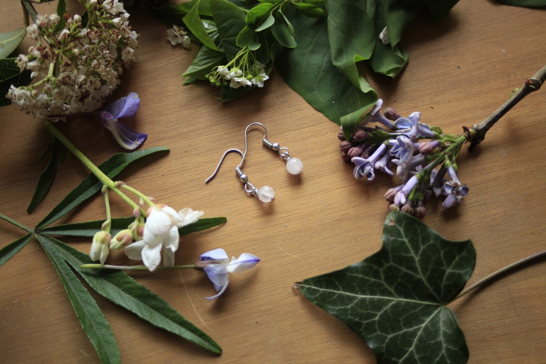 Earrings Juniperus Communis Rose Quartz - Etsy