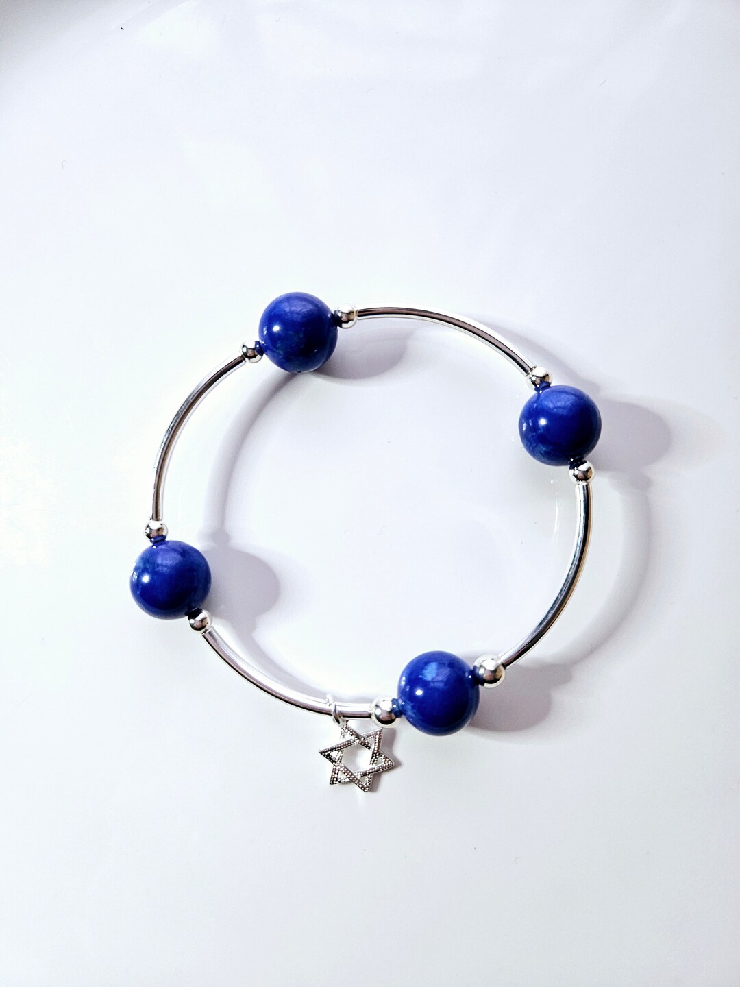 Sterling Silver Truly Blessed Bracelet With Blue Lapis Beads and Silver ...