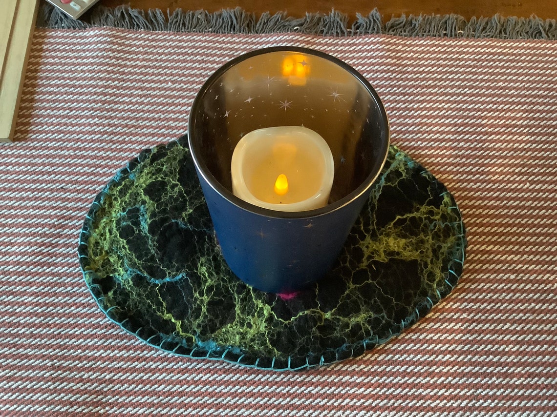 Black and Bright Coloured Pot Mat With Bright Hot Pink Heart - Etsy