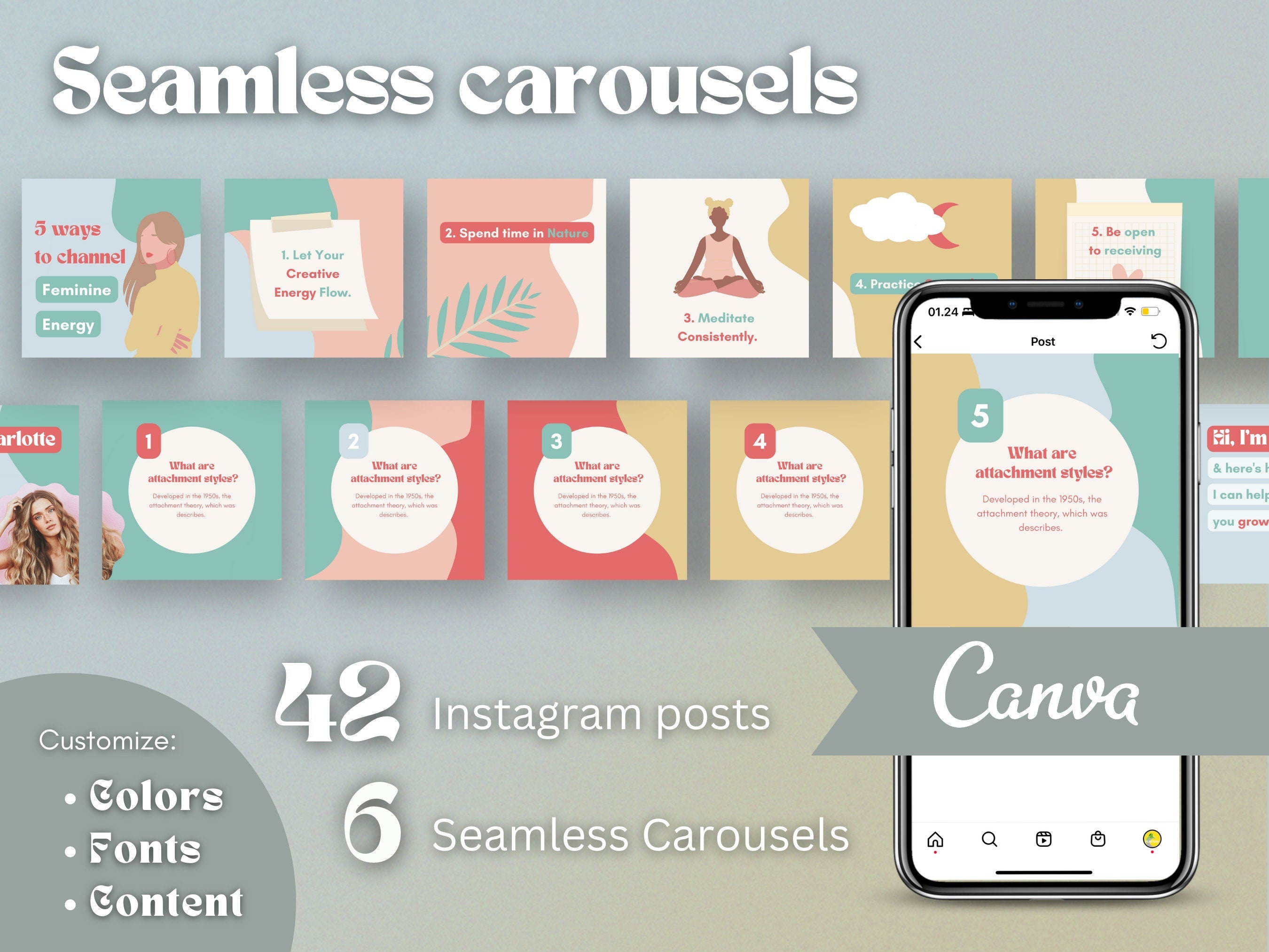 INSTAGRAM CAROUSEL POST Templates for Coaches 42 Canva Posts & 6 ...