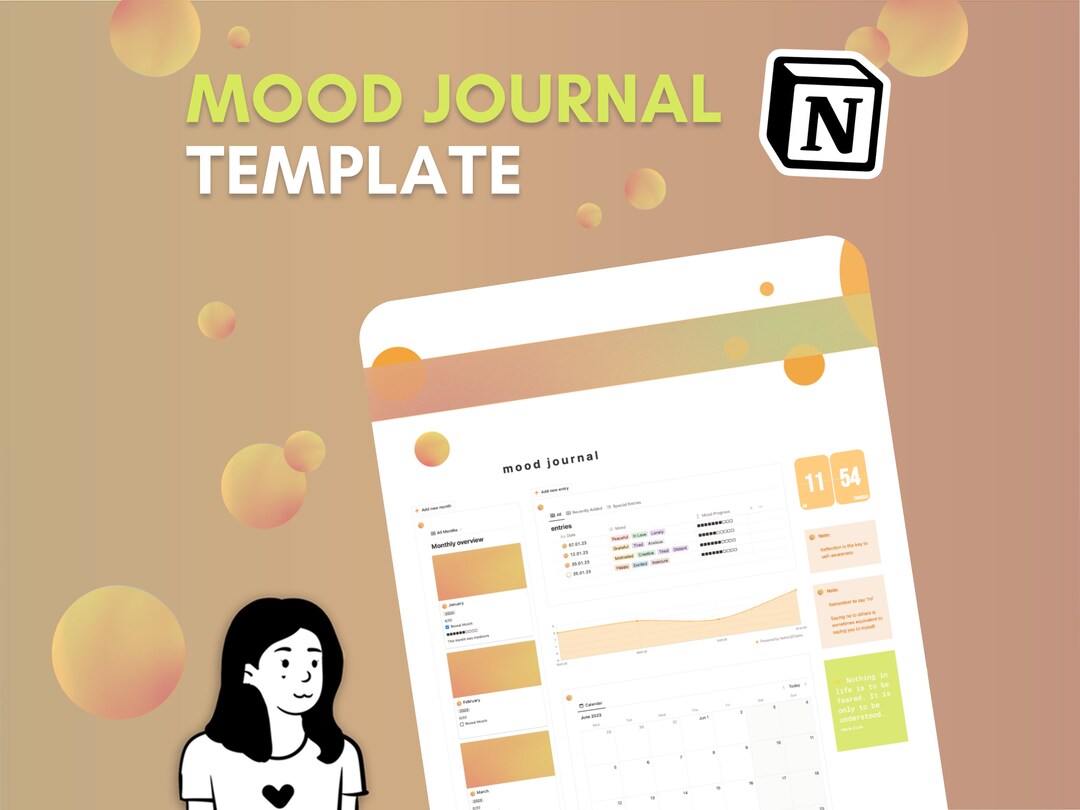 DIGITAL MOOD JOURNAL Notion Template | Cultivate Daily Self-reflection ...