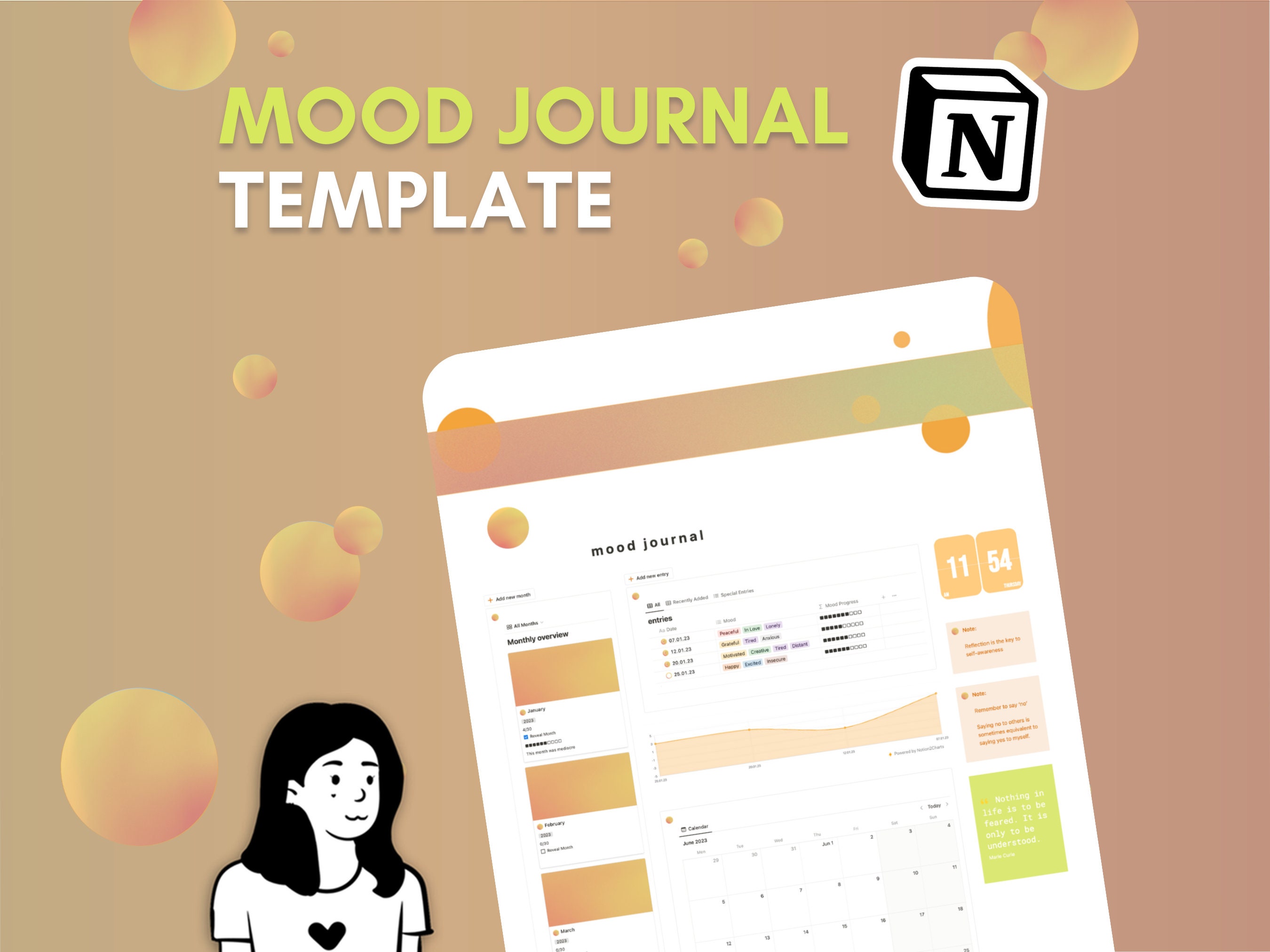 DIGITAL MOOD JOURNAL Notion Template | Cultivate Daily Self-reflection ...