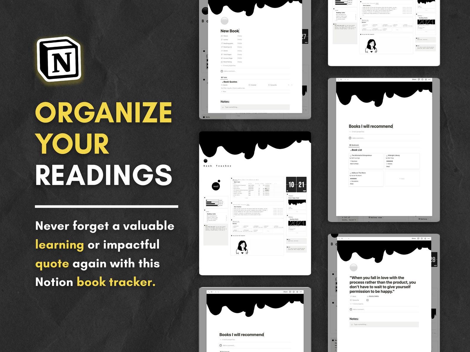 BOOK READING TRACKER Notion Template Notion Book Tracker Digital ...