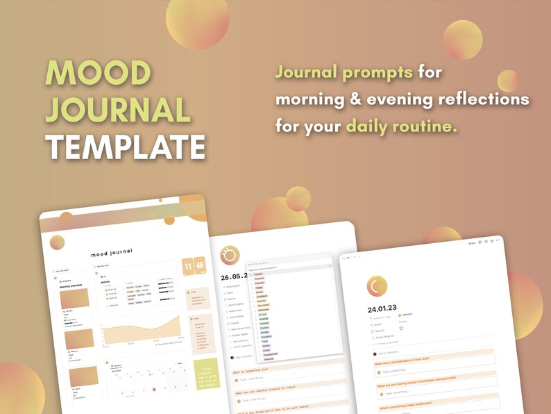 DIGITAL MOOD JOURNAL Notion Template | Cultivate Daily Self-reflection ...