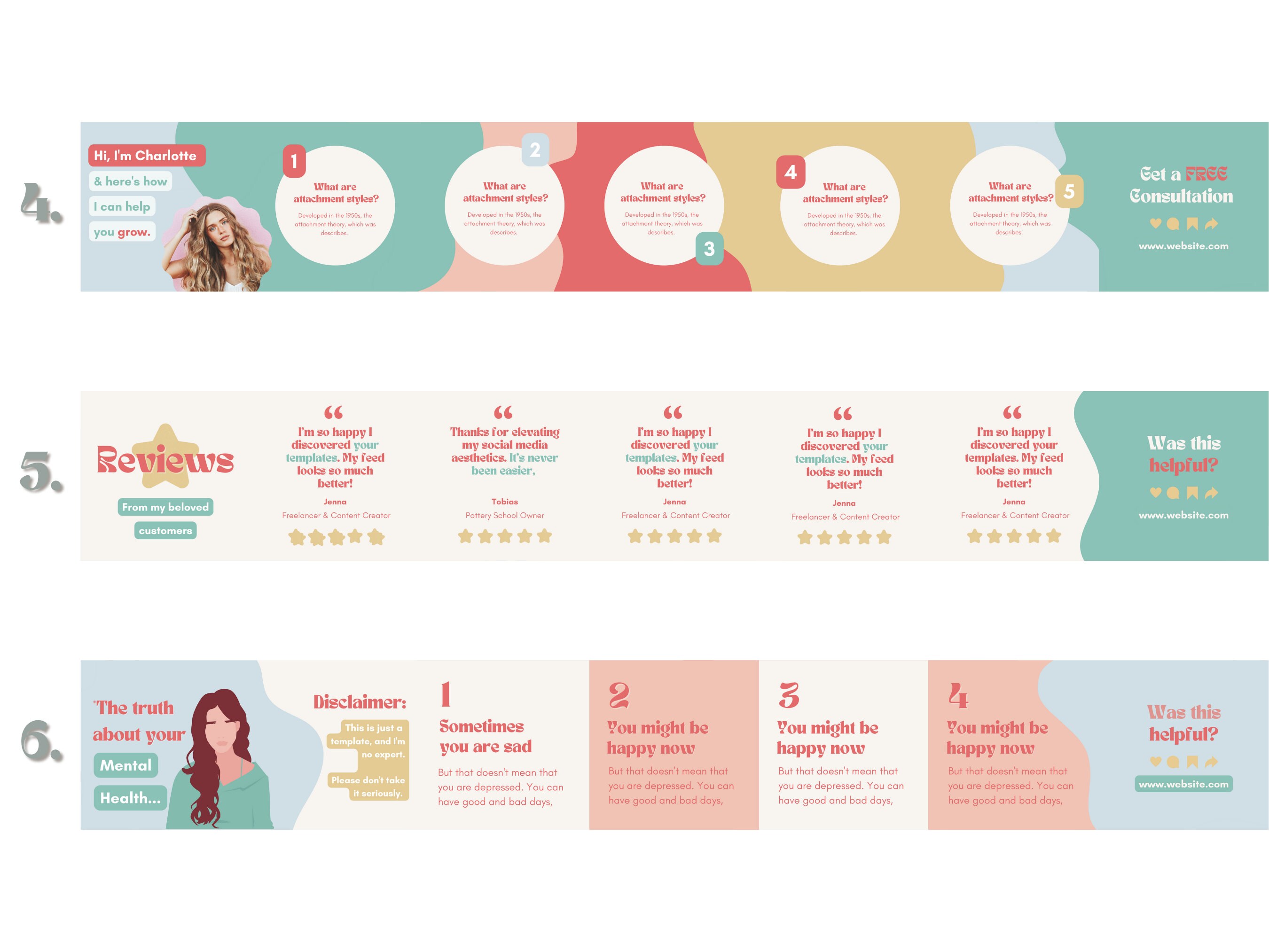 INSTAGRAM CAROUSEL POST Templates for Coaches 42 Canva Posts & 6 ...