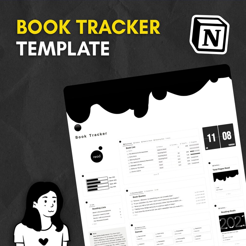 Book Reading Tracker Notion Template Notion Book Tracker - Etsy
