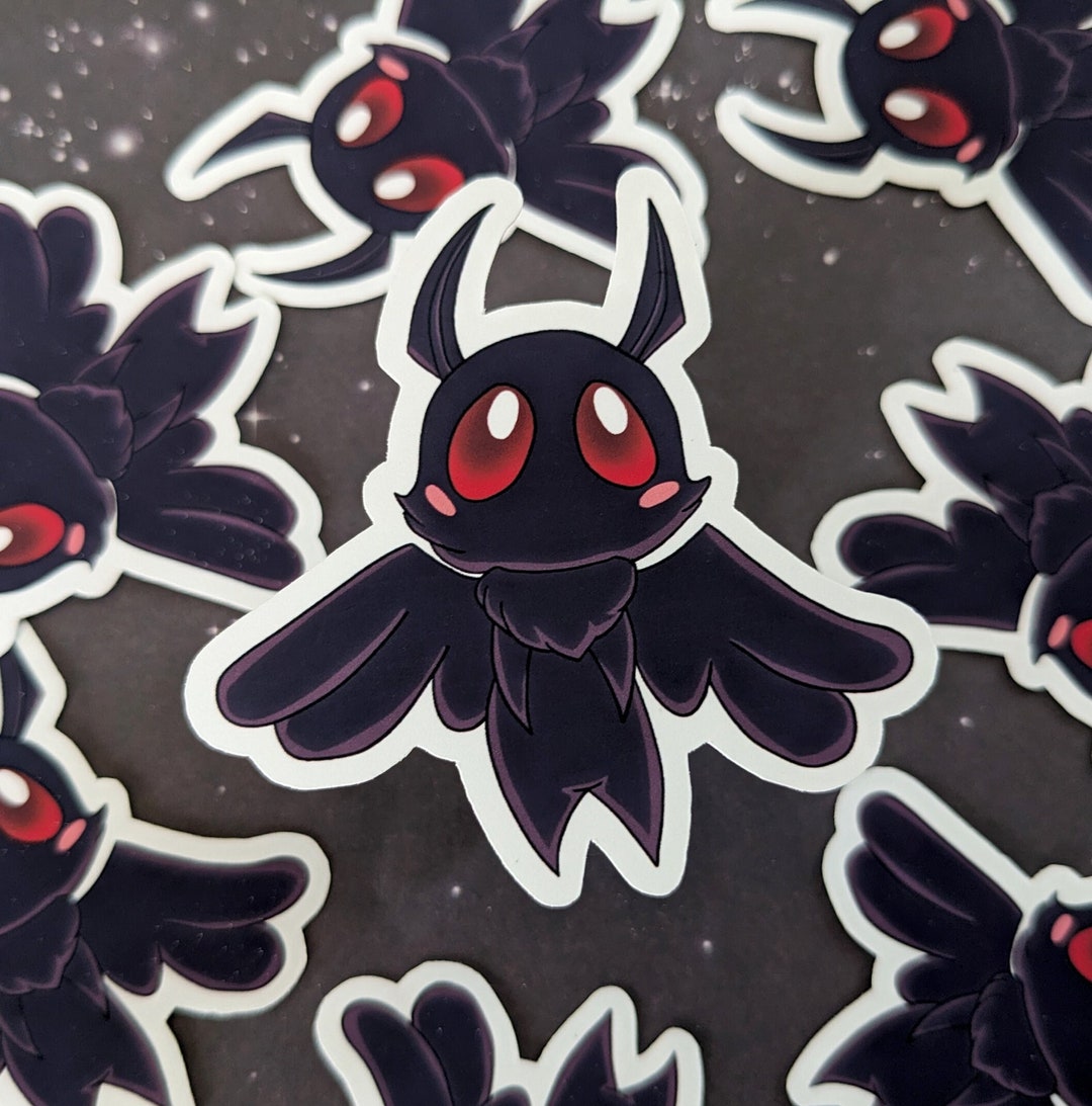 Mothman Chibi Kawaii Illustration Red Eyes Dark Insect Vinyl Matte ...